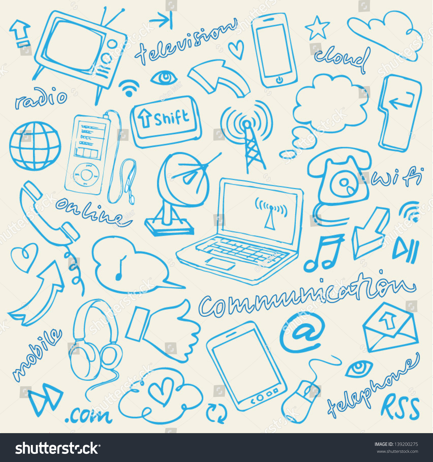Communication Internet Doodles Vector Stock Vector (Royalty Free) 139200275