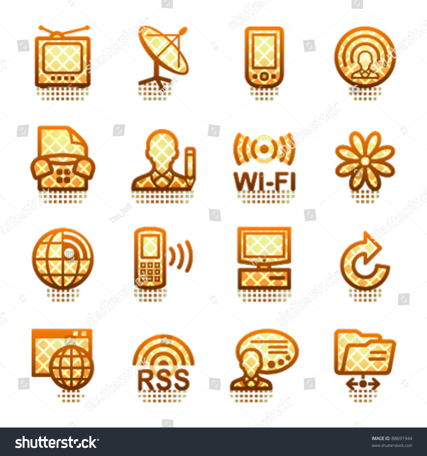 Communication Set 2 Brown Series Stock Vector (Royalty Free) 88691944 ...