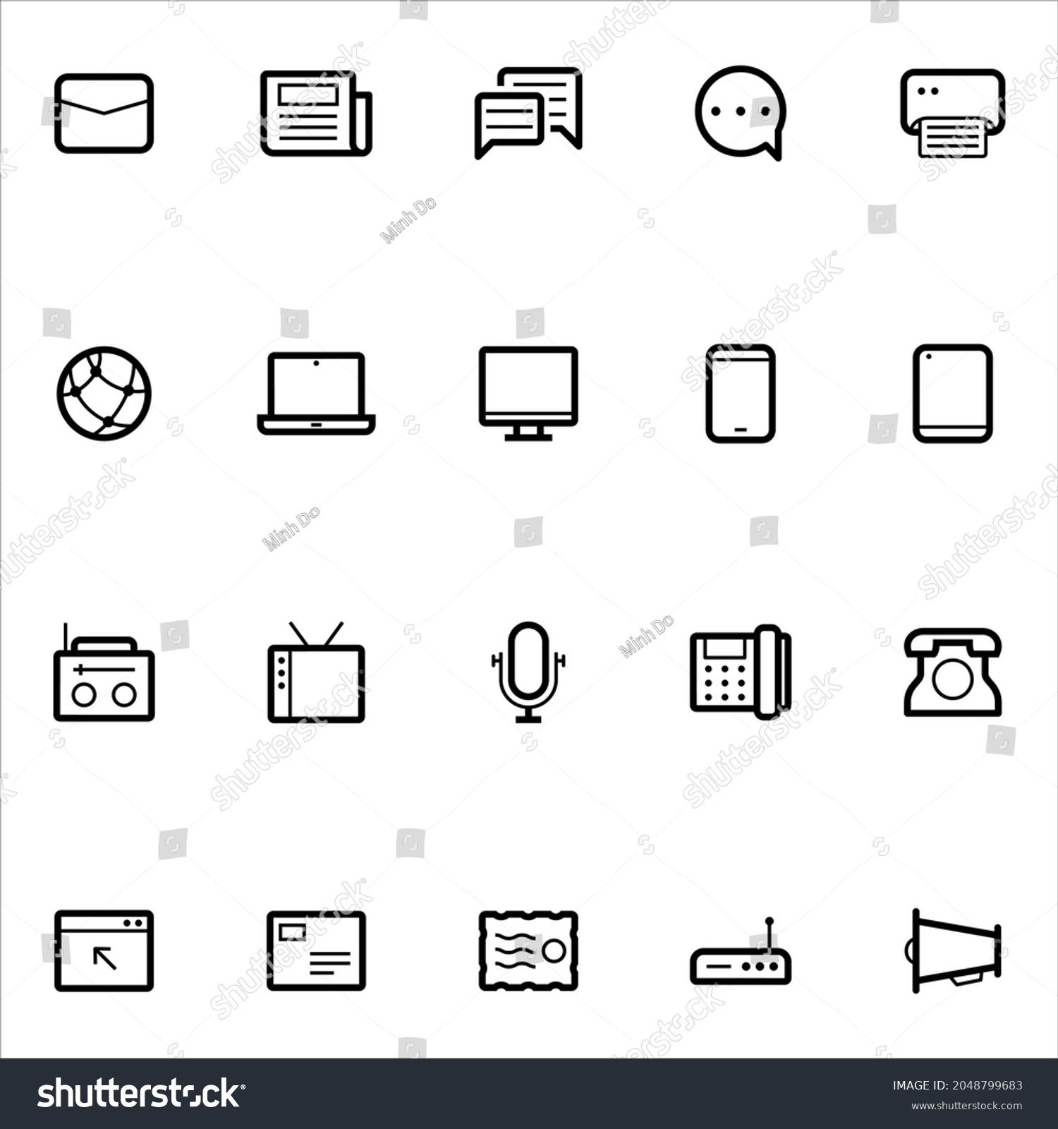Communication Technology Vector Icons Set Symbol Stock Vector (Royalty ...