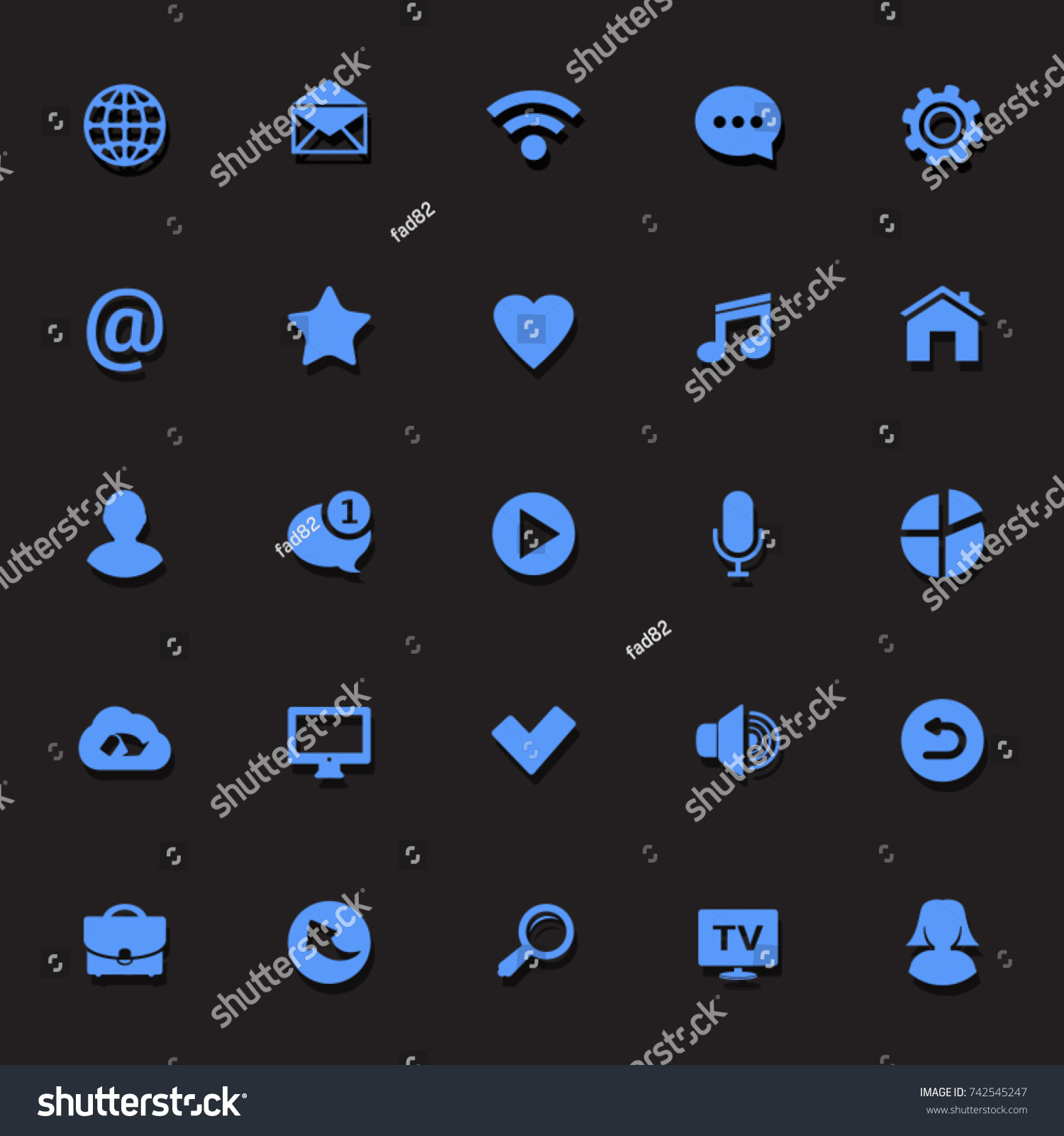 Communication Vector Blue Icons Stock Vector (Royalty Free) 742545247 ...
