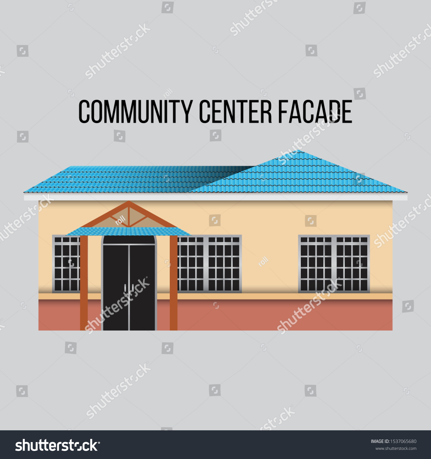 Community Center Building Facade Vector Stock Vector (Royalty Free ...