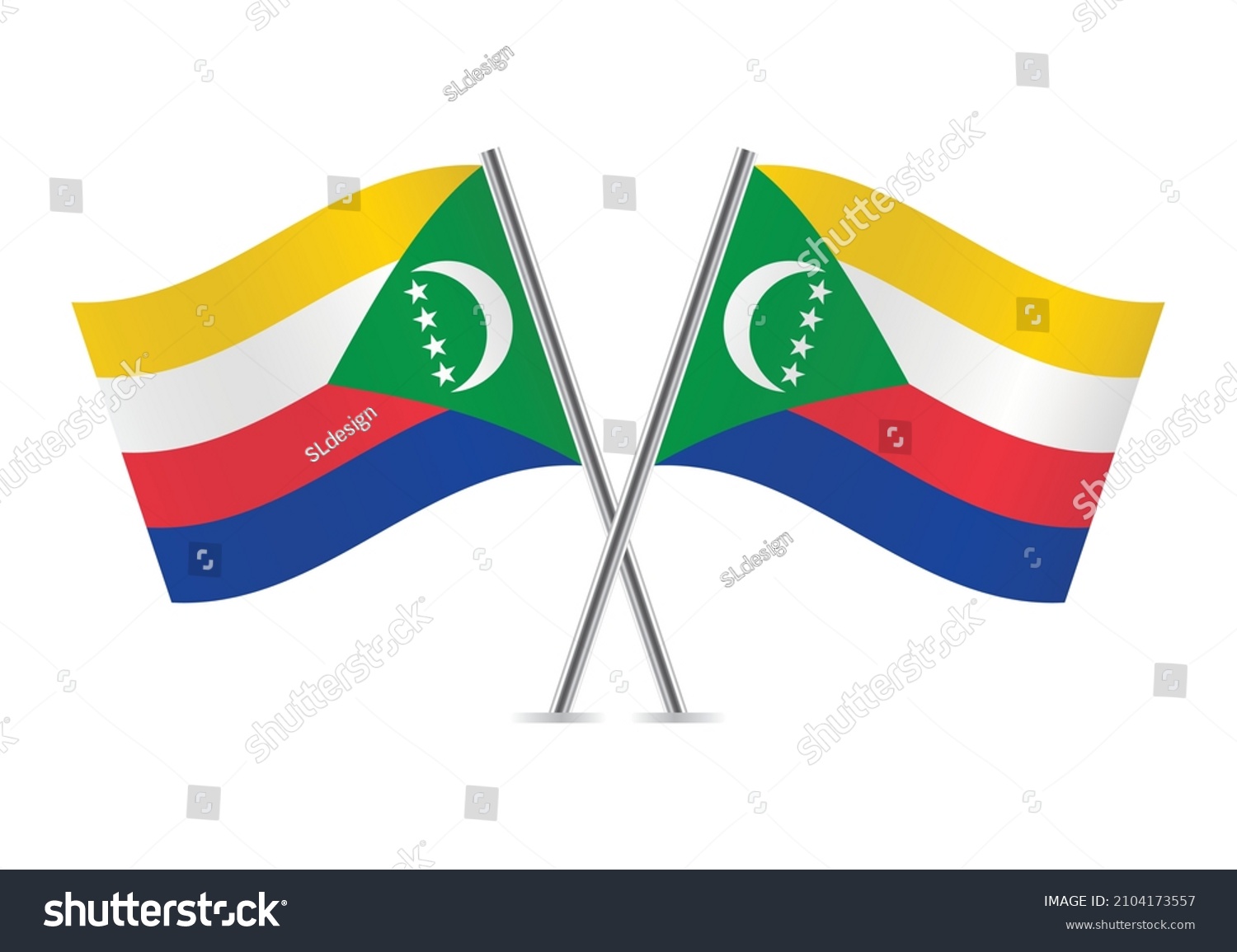 Comoros Flags Comorian Flags Isolated On Stock Vector (Royalty Free ...