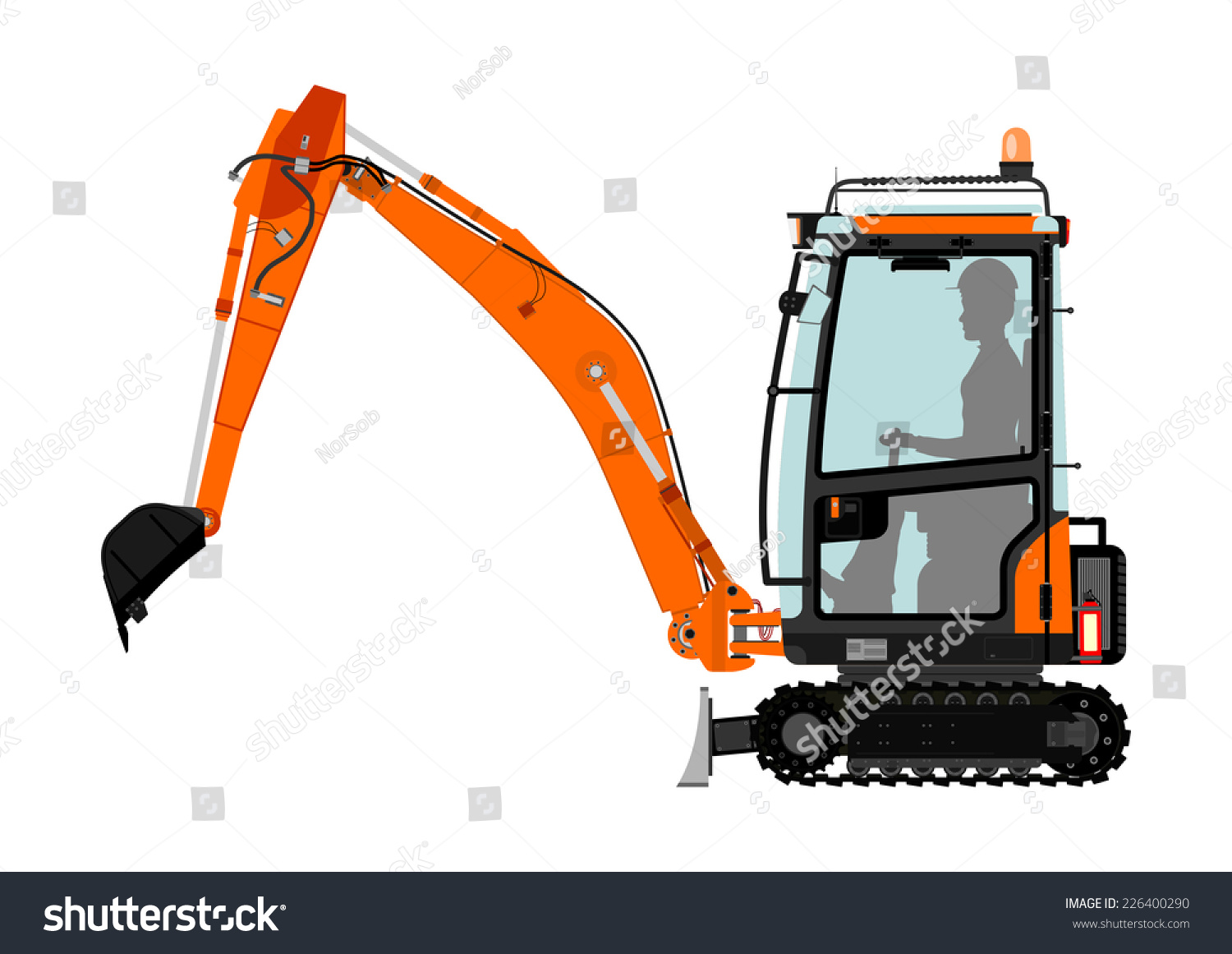 Compact Excavator Vector Illustration Without Gradients: vetor stock ...