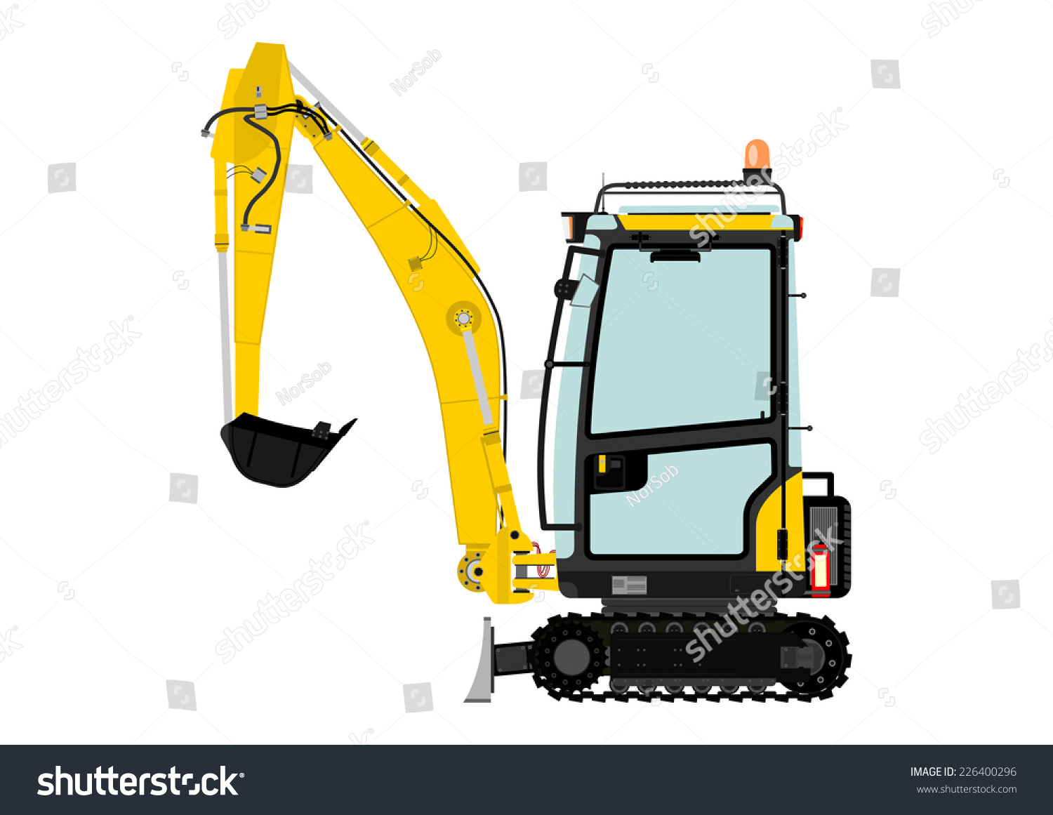 Compact Excavator Vector Illustration Without Gradients Stock Vector ...