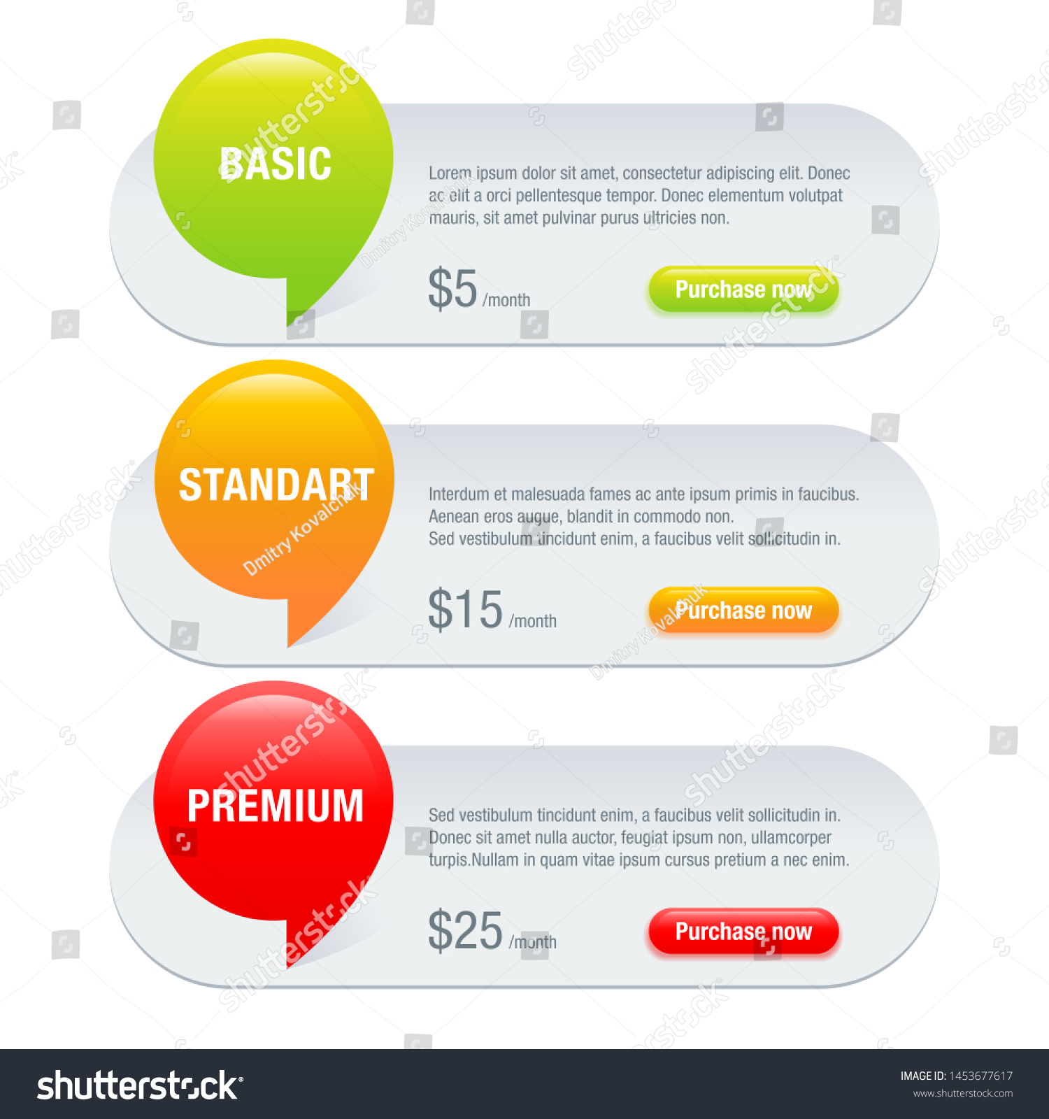 Comparison Table Infographics Three Different Points Stock Vector ...