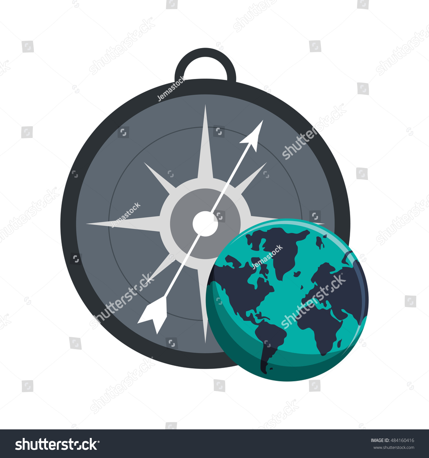 Compass Earth Globe Icon Stock Vector (Royalty Free) 484160416