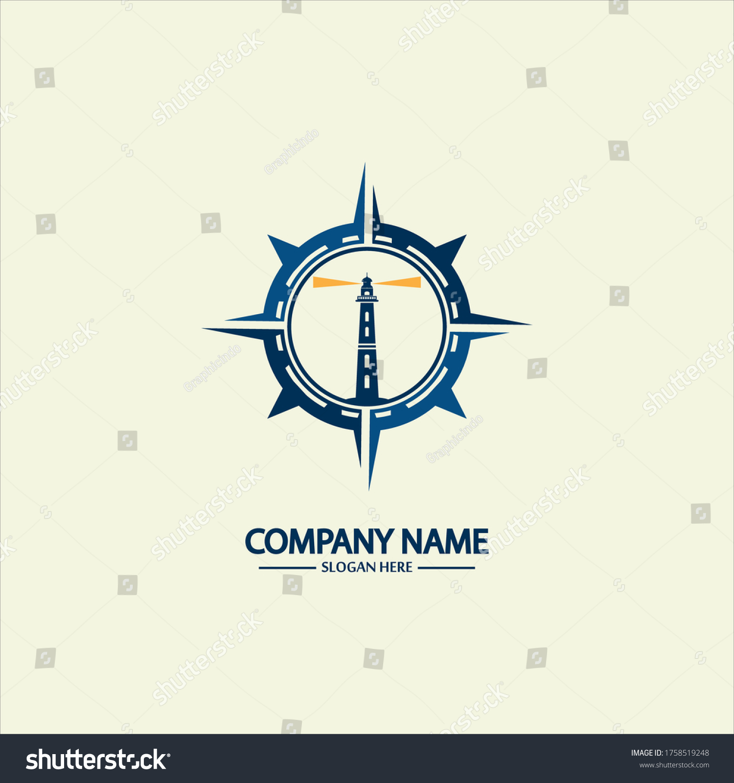 Compass Lighthouse Logo Design Template Stock Vector (Royalty Free ...