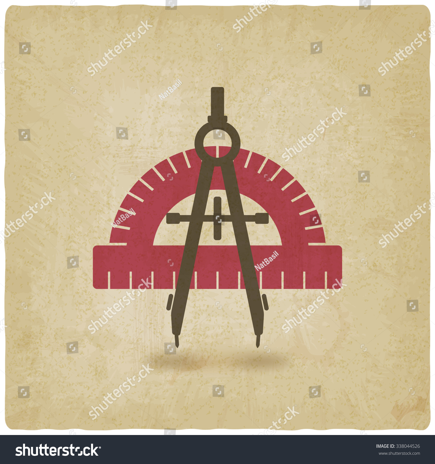 Compass Protractor Symbol Old Background Vector Stock Vector (Royalty ...