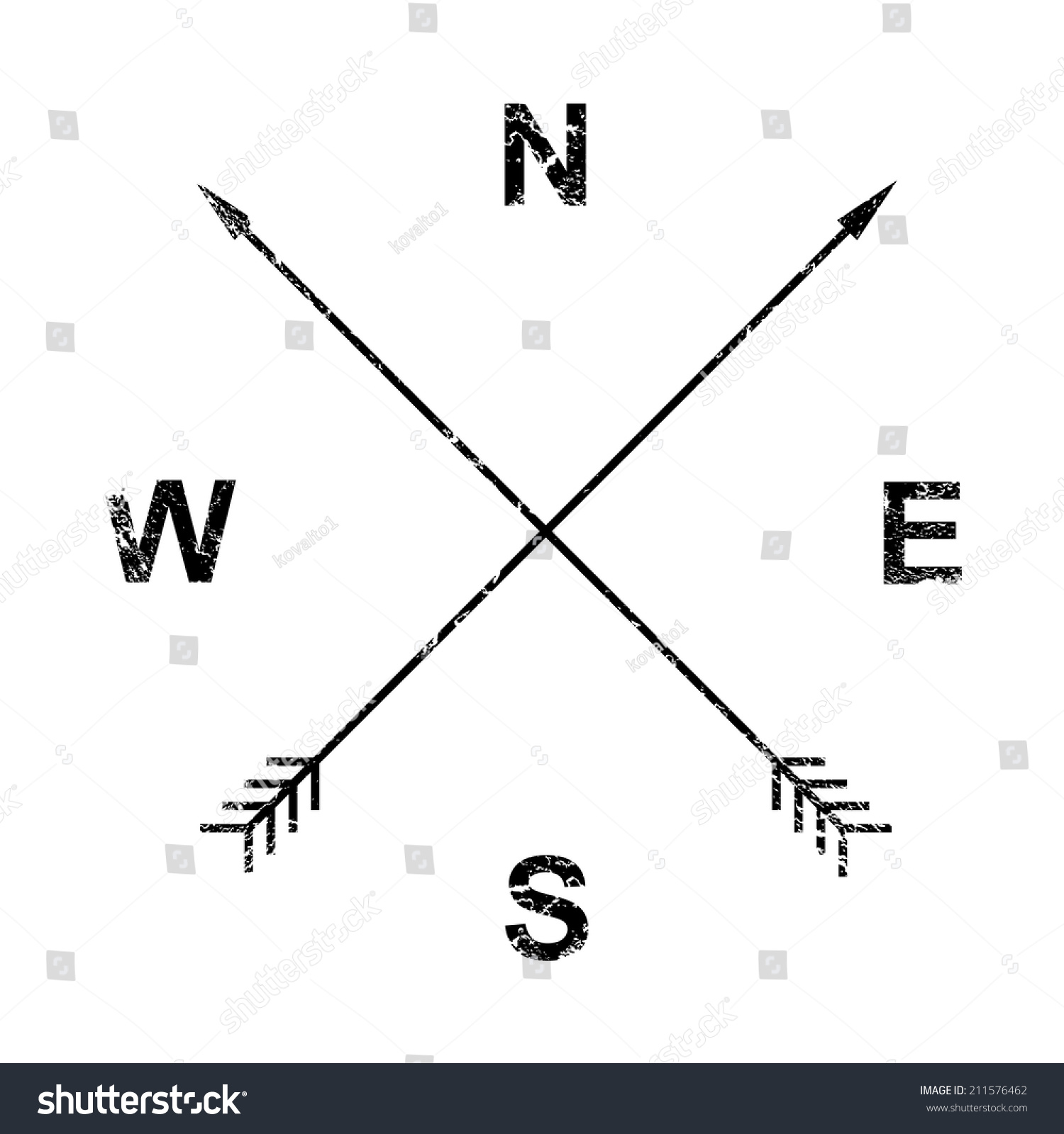 Compass Arrows Grunge Design Stock Vector (Royalty Free) 211576462 ...