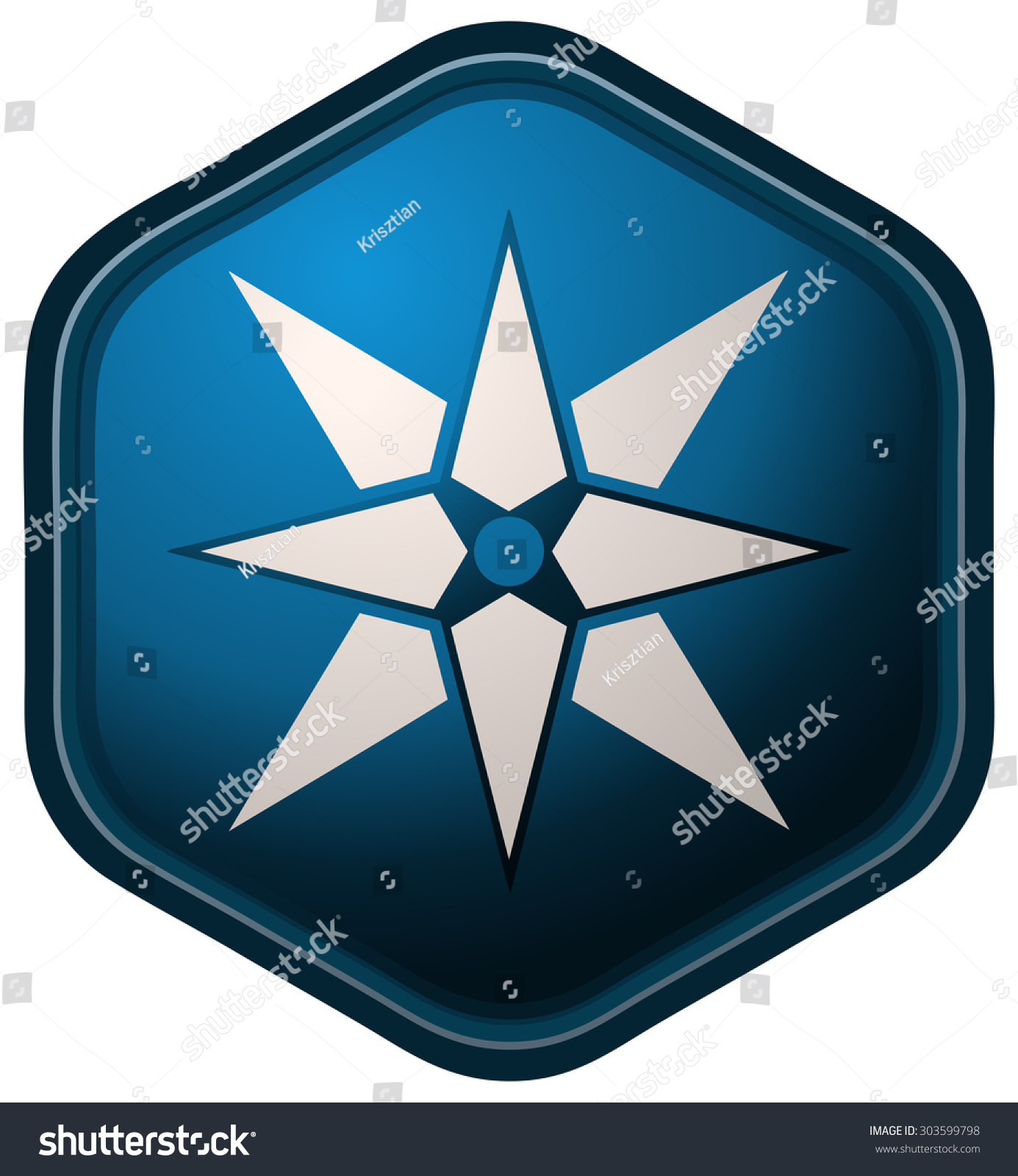 Compass Blue Hexagonal Shape Sign Vector Stock Vector (Royalty Free ...
