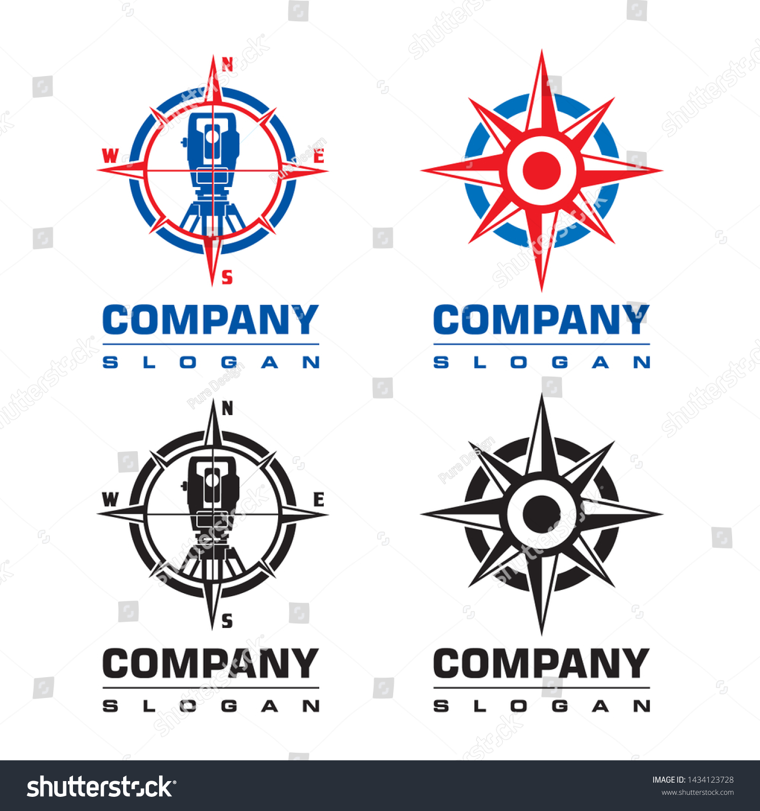 Compass Logo Land Surveyor Logo Stock Vector (Royalty Free) 1434123728