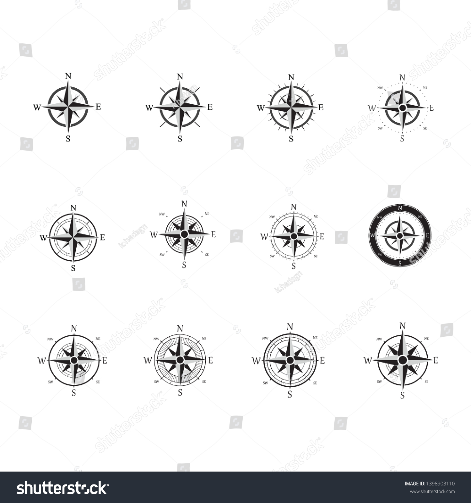 Compass Logo Template Vector Icon Illustration Stock Vector (Royalty ...
