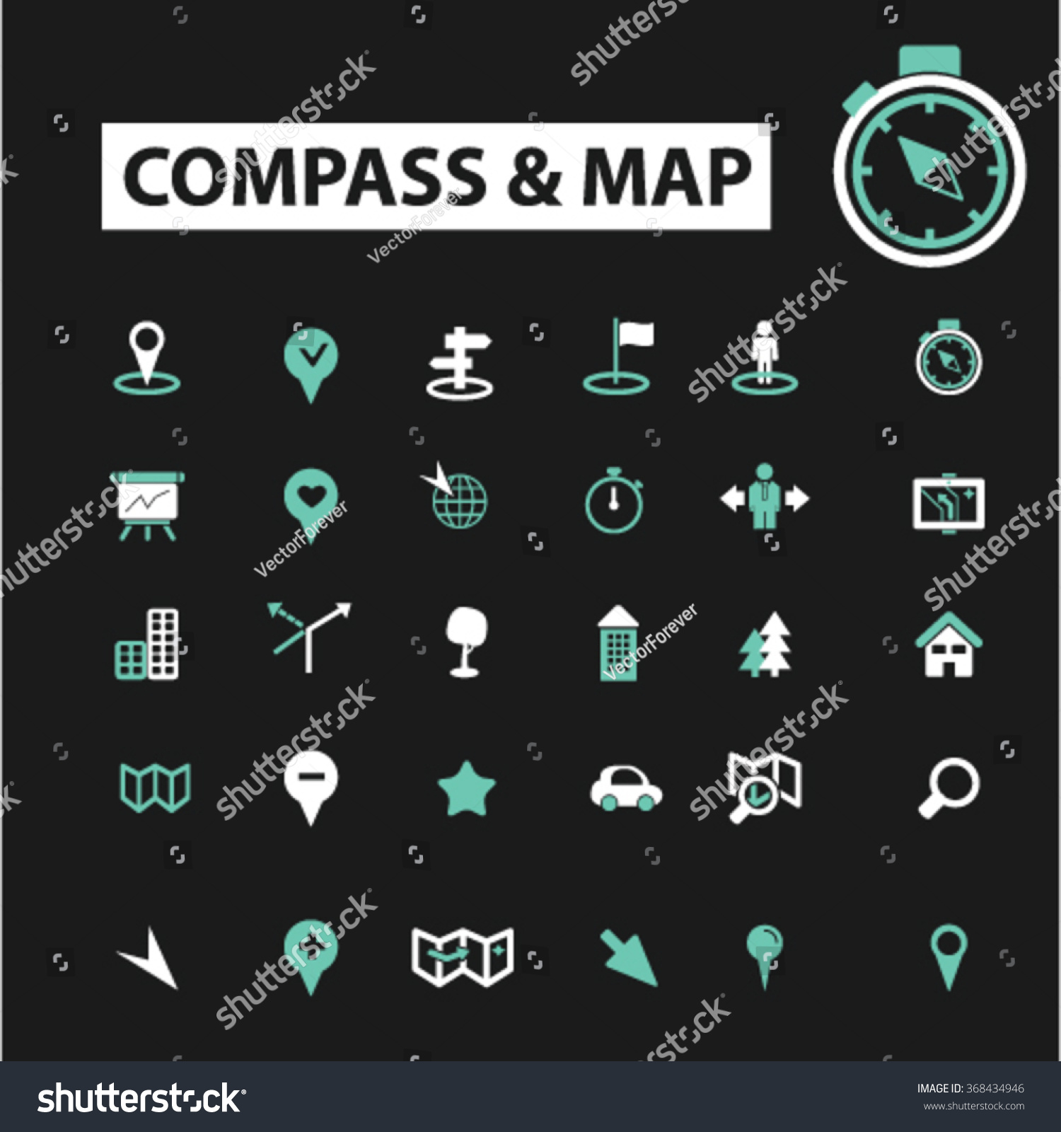 Compass Map Icons Signs Set Vector Stock Vector (Royalty Free ...