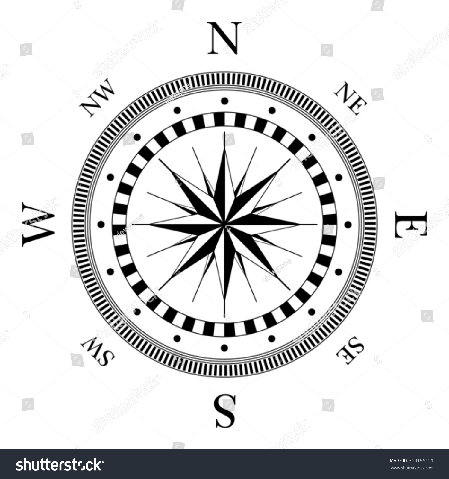 Compass Navigation Dial Highly Detailed Vector Stock Vector 369196151 ...