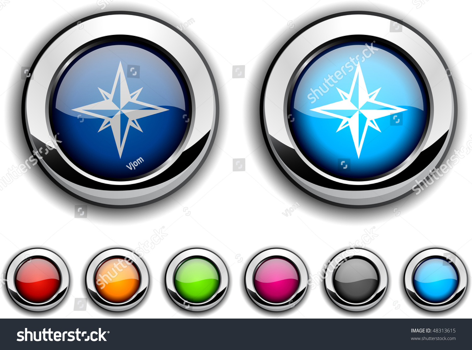 Compass Realistic Buttons Vector Illustration Stock Vector (Royalty ...