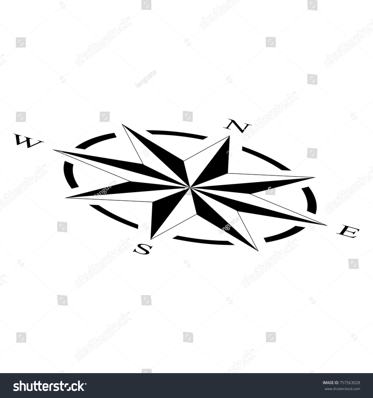Compass Rose Compassrose Marine Navigation Perspective Stock Vector ...