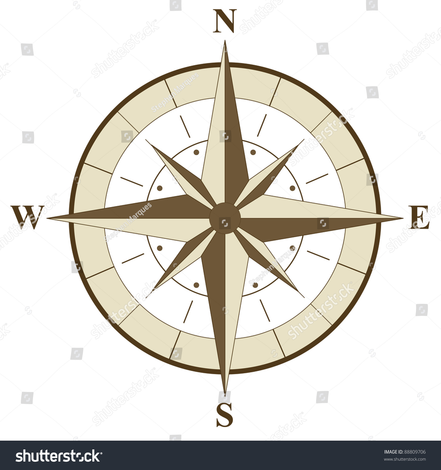 Compass Rose Illustration Stock Vector (Royalty Free) 88809706