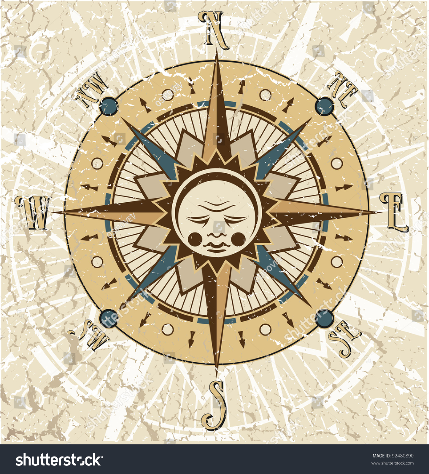Compass Rose Illustration Stock Vector (Royalty Free) 92480890
