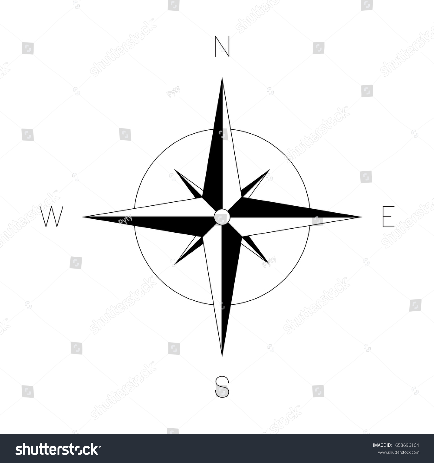 Compass Rose Nautical Chart Travel Equipment Stock Vector Royalty Free 1658696164