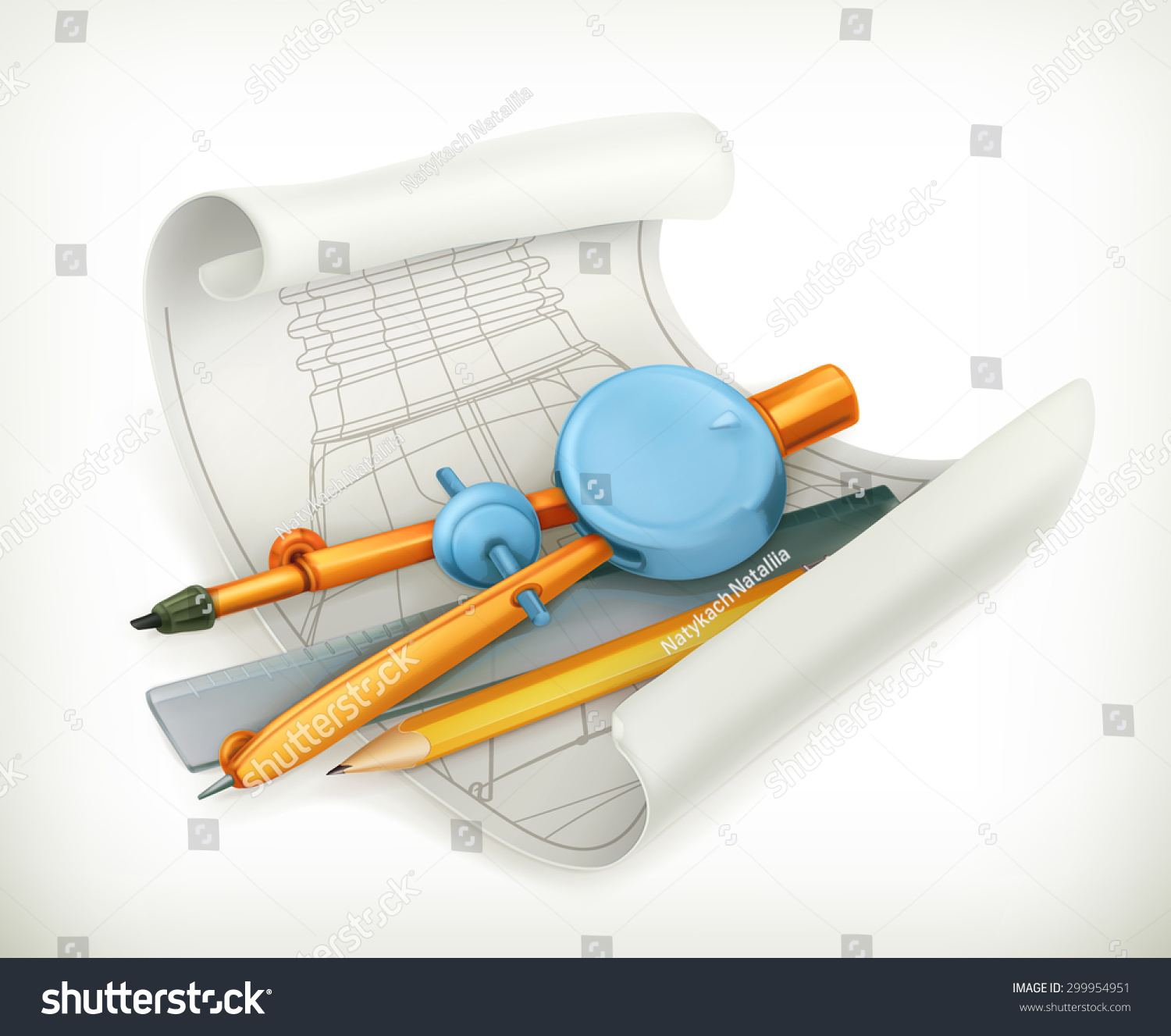 Compass Ruler Pencil Technical Drawing Vector: vetor stock (livre de ...