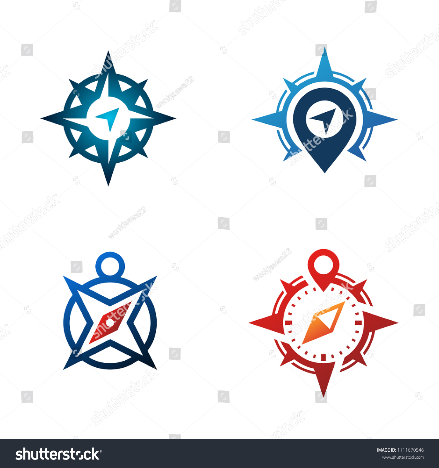 Compass Symbol Logo Template Collection Stock Vector (Royalty Free ...