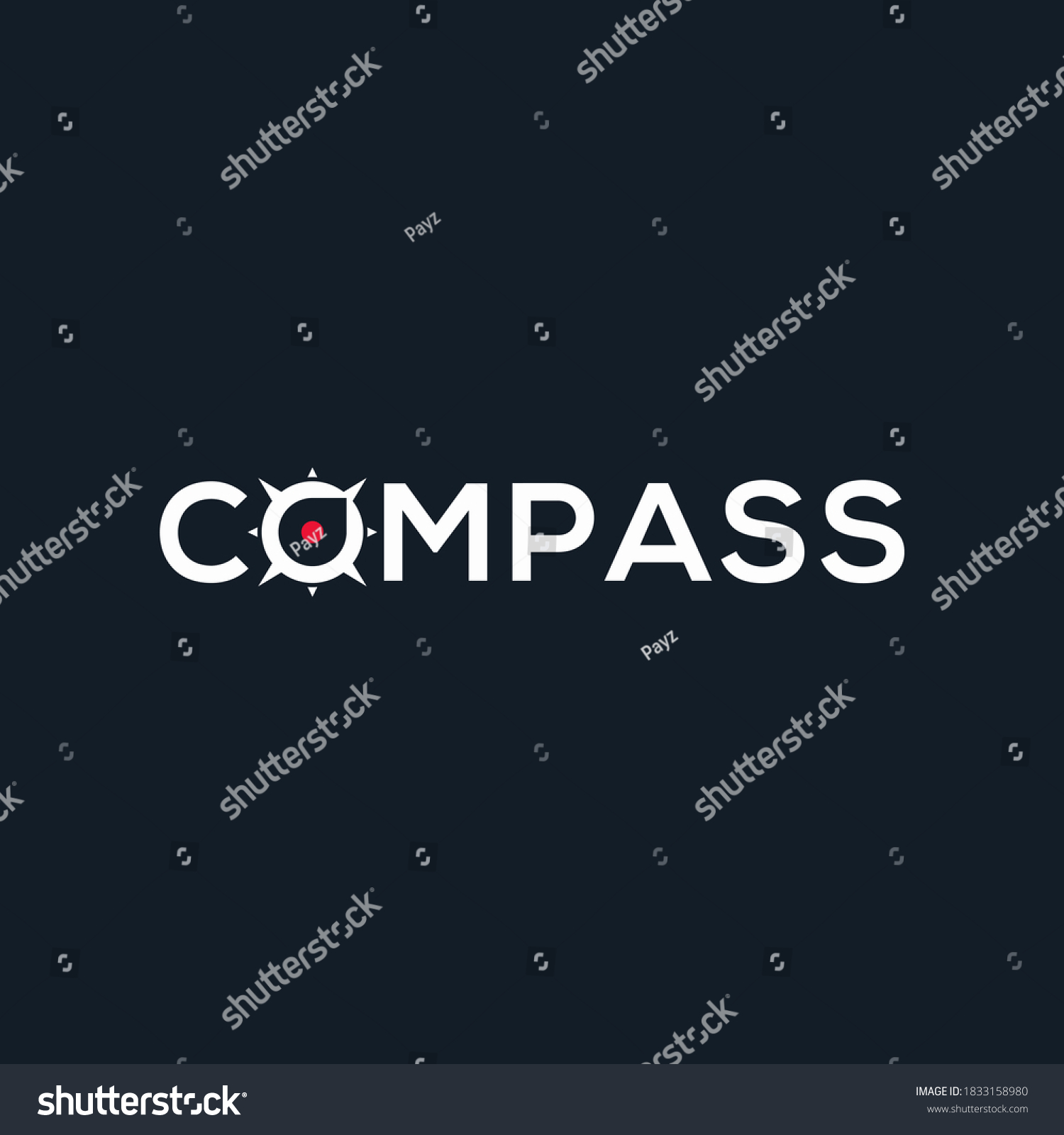 Compass Typography Logo Black White Stock Vector (Royalty Free) 1833158980
