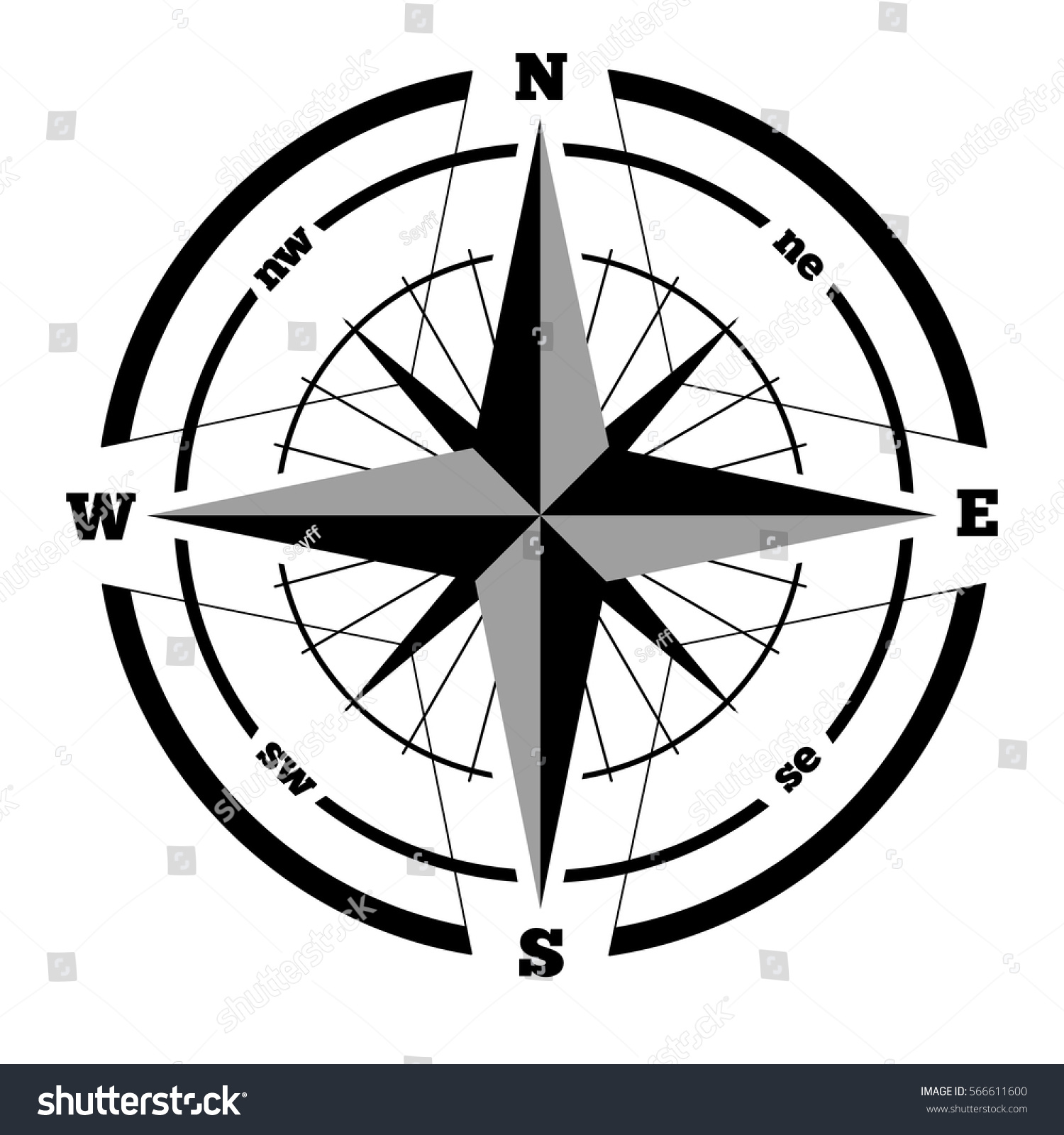 Compass Wind Rose Hand Drawn Vector Stock Vector (Royalty Free ...