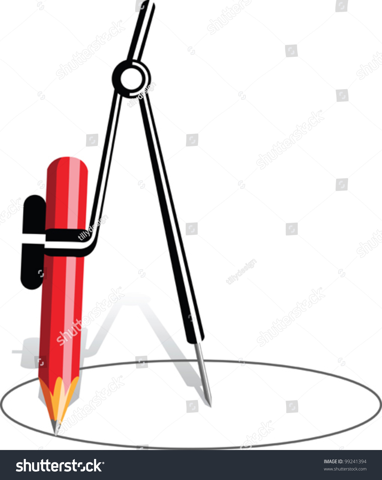 Compass With Pencil Stock Vector Illustration 99241394 : Shutterstock