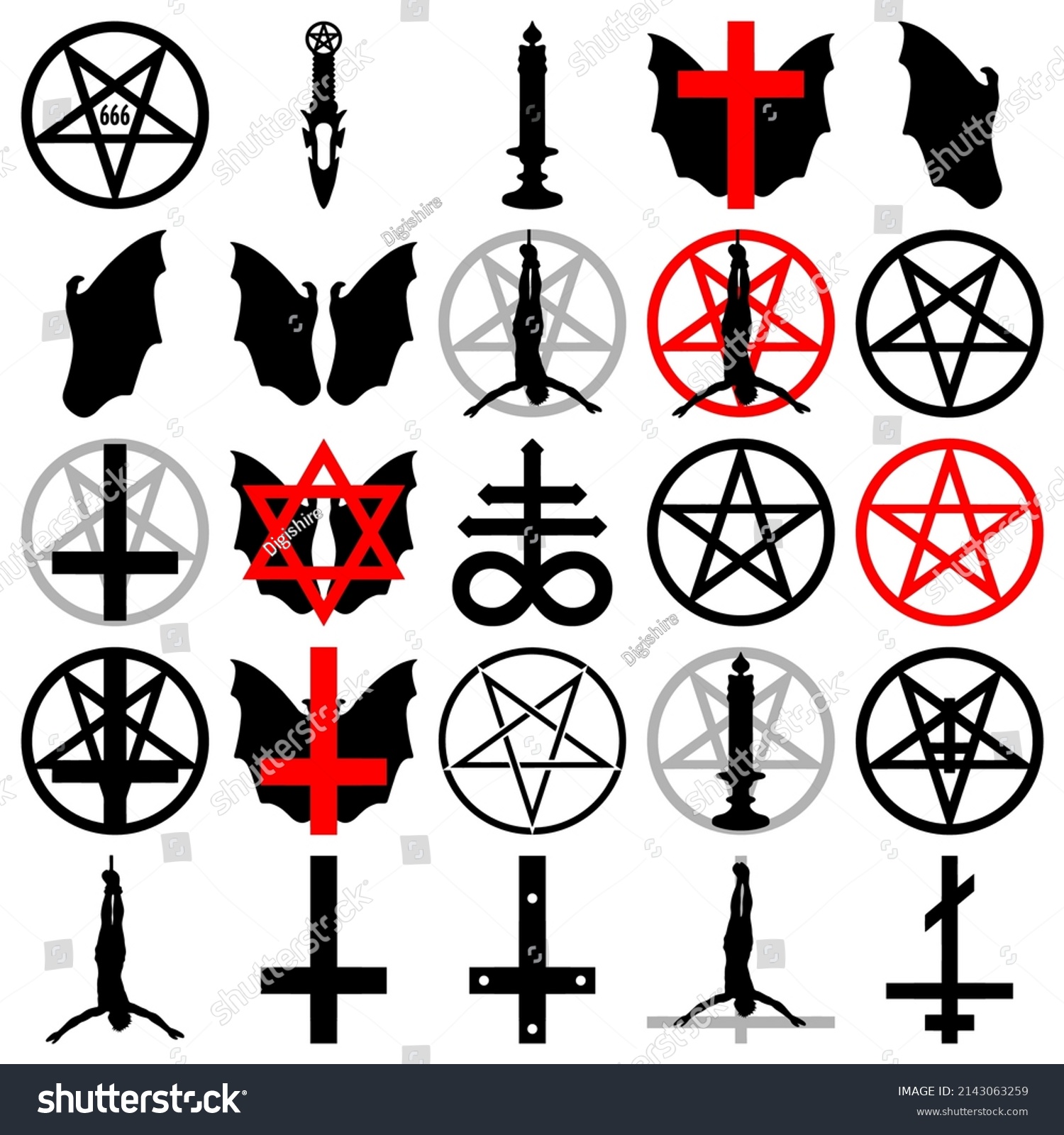 Vektor Stok Complete Satanism Vector Clipart Set (Tanpa Royalti ...