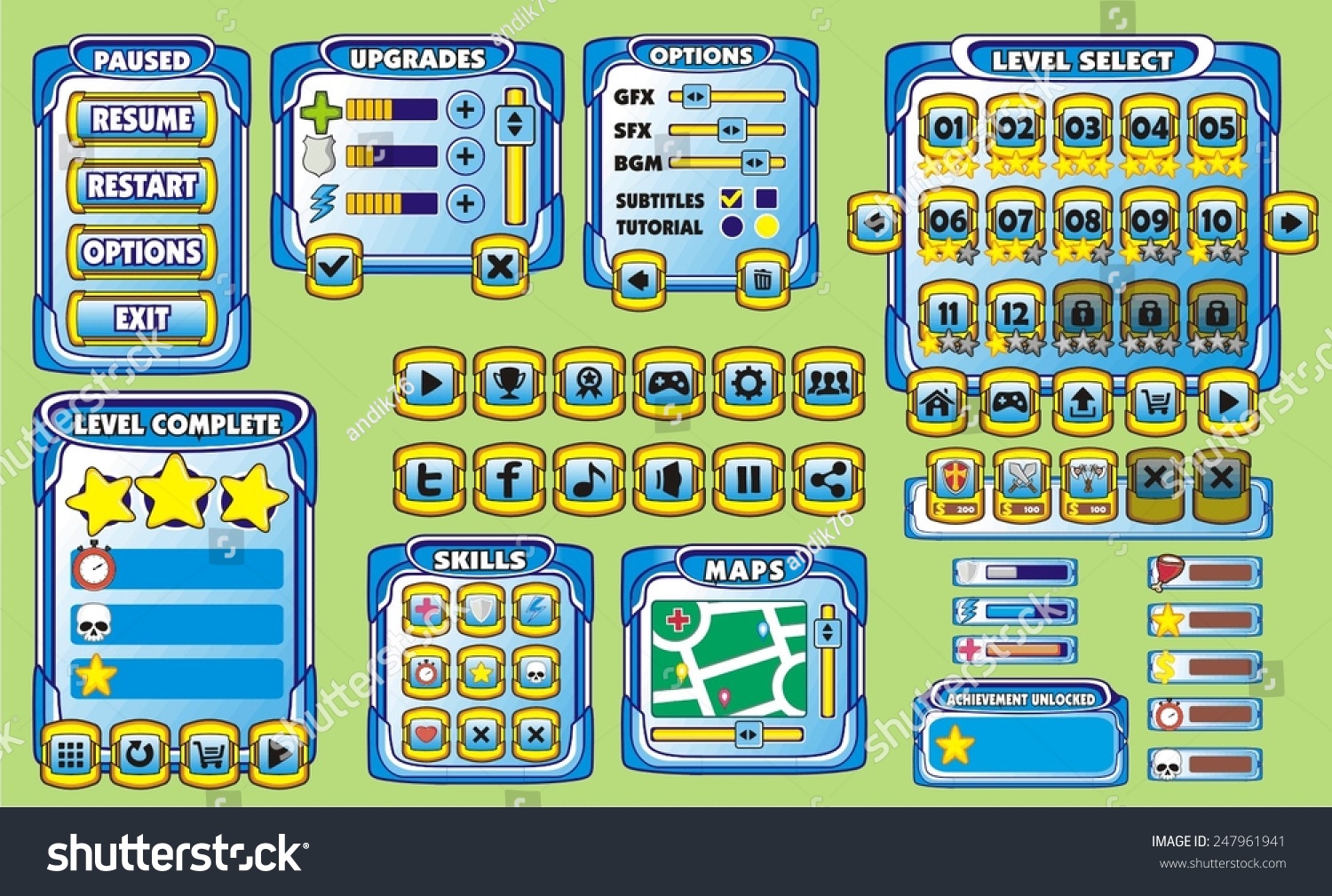 Complete Set Graphical User Interface Gui Vector Có Sẵn Miễn Phí Bản Quyền 247961941