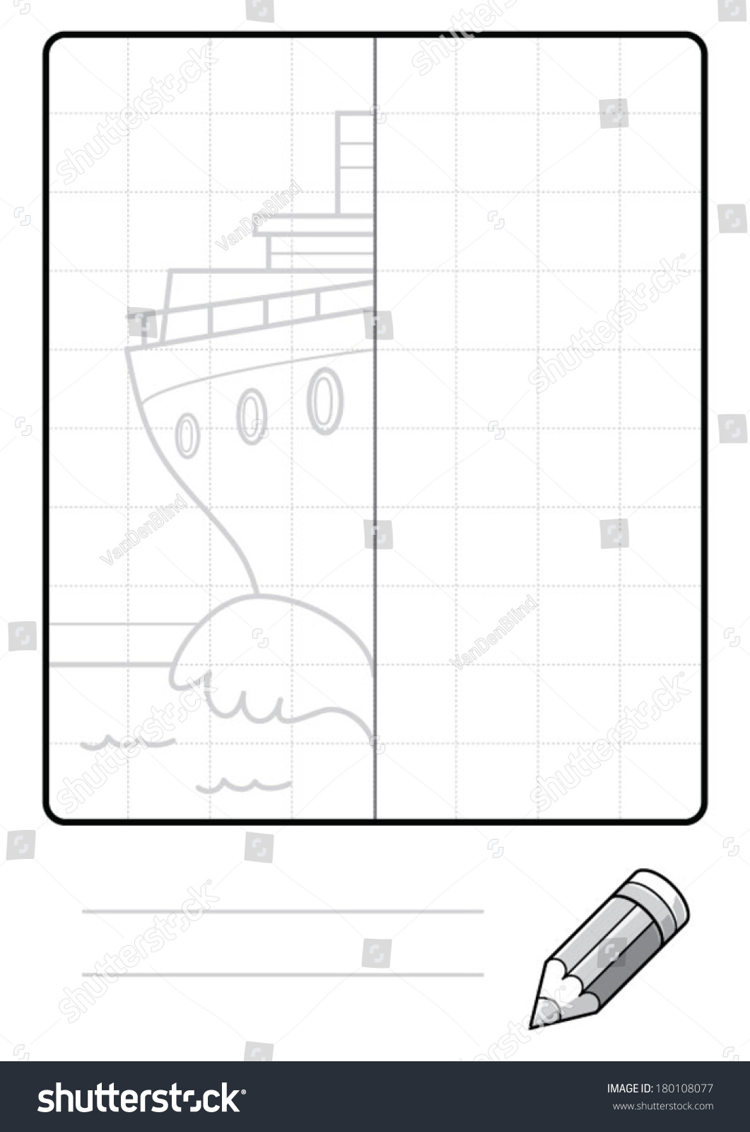 Complete Symmetrical Drawing Ship One Page 库存矢量图（免版税）180108077 ...