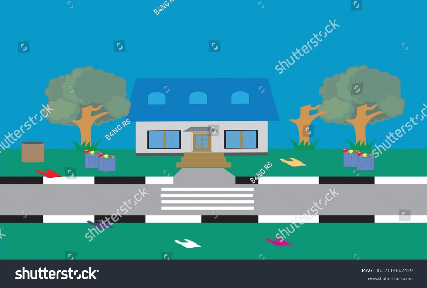 Complete Vector House Highway Stock Vector (Royalty Free) 2114867429