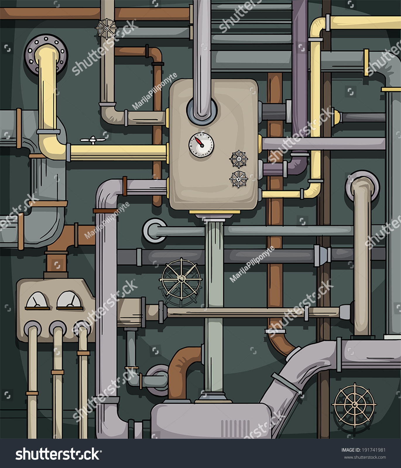 Complicated Pipe System Boiler Vector Illustration Stock Vector ...
