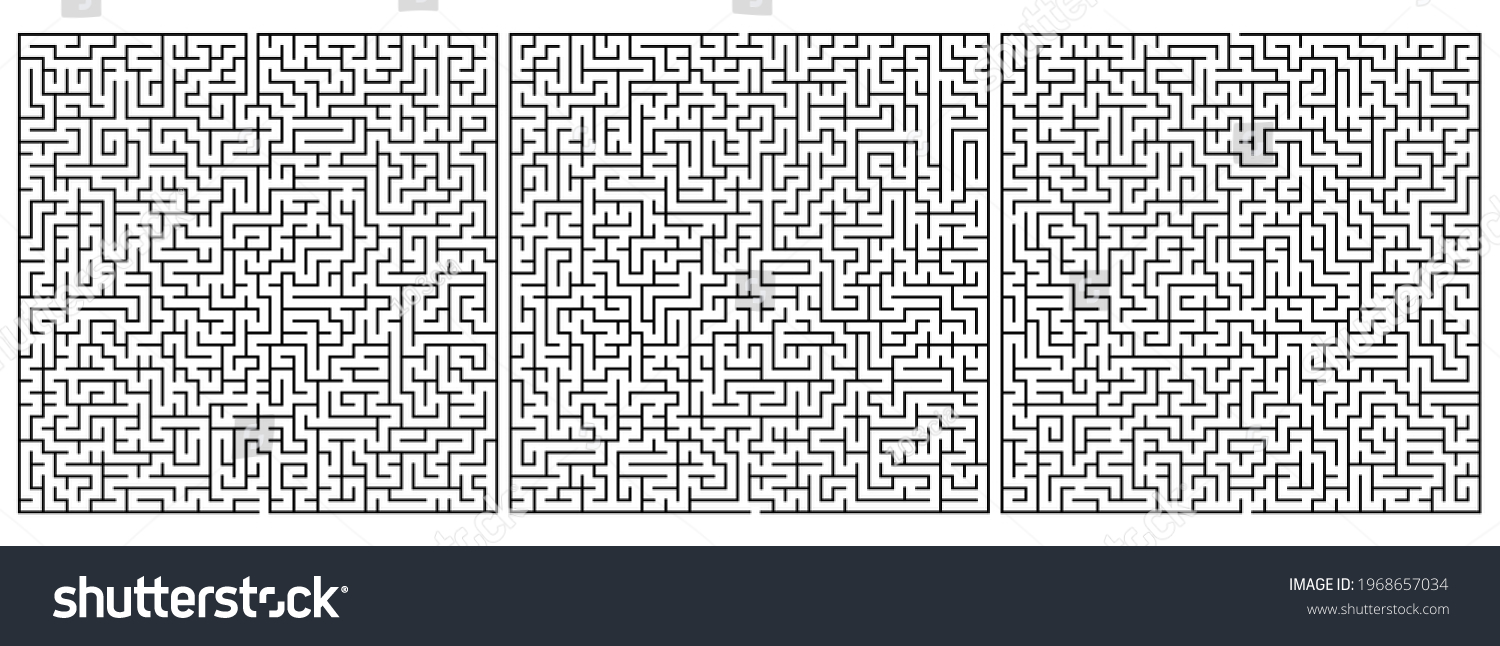 Complicated Square Labyrinths Isolated On White Stock Vector (Royalty ...