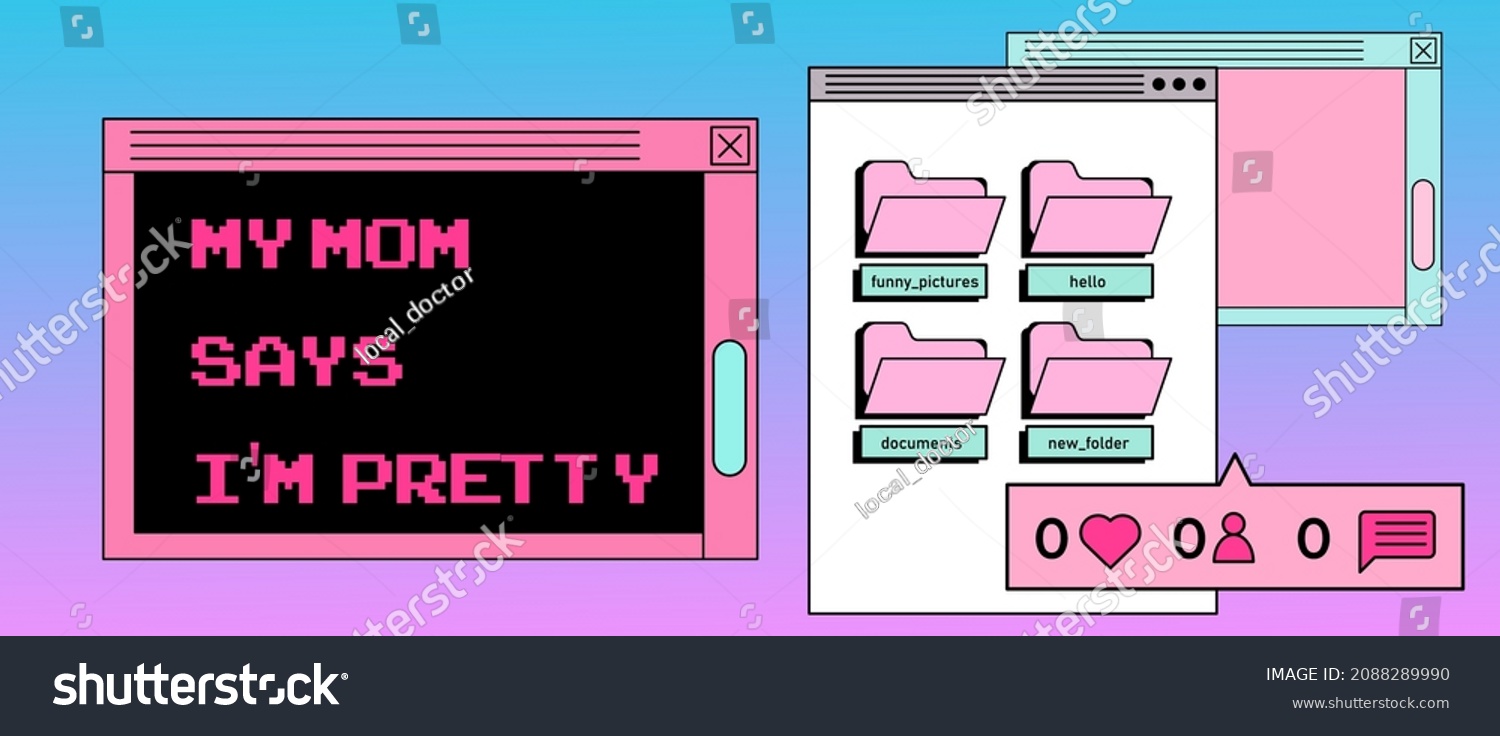 Composition User Interface Elements Retro Operating Stock Vector ...