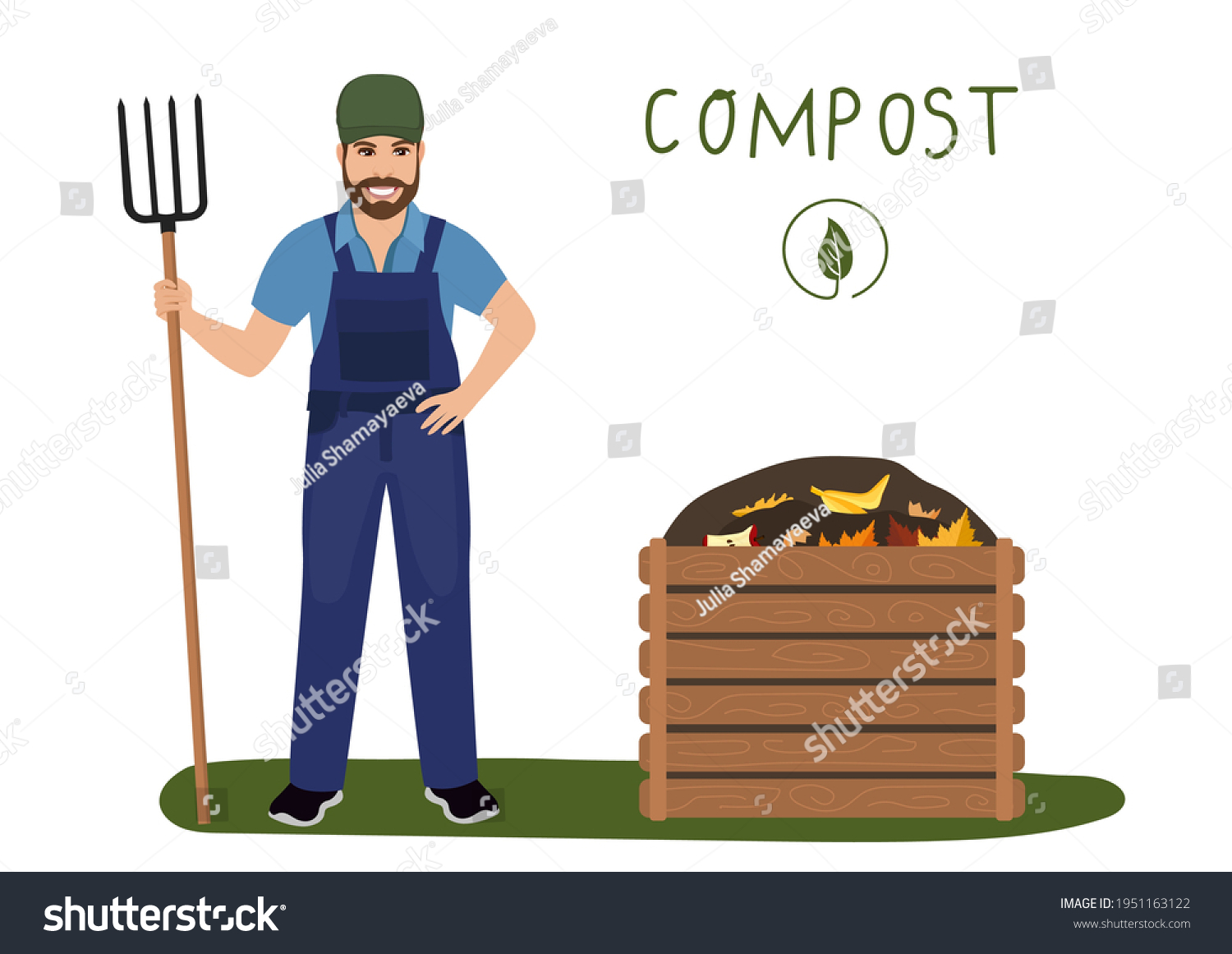 Composting Man Making Compost Zero Waste Stock Vector (Royalty Free ...