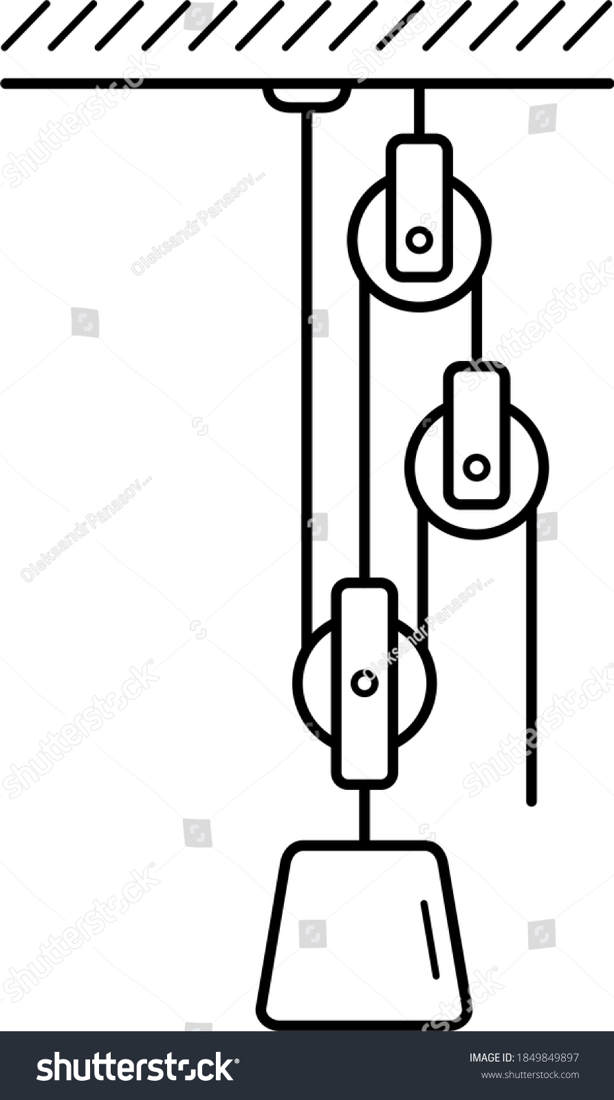 Compound Pulley Vector Outline Illustration: เวกเตอร์สต็อก (ปลอดค่า ...