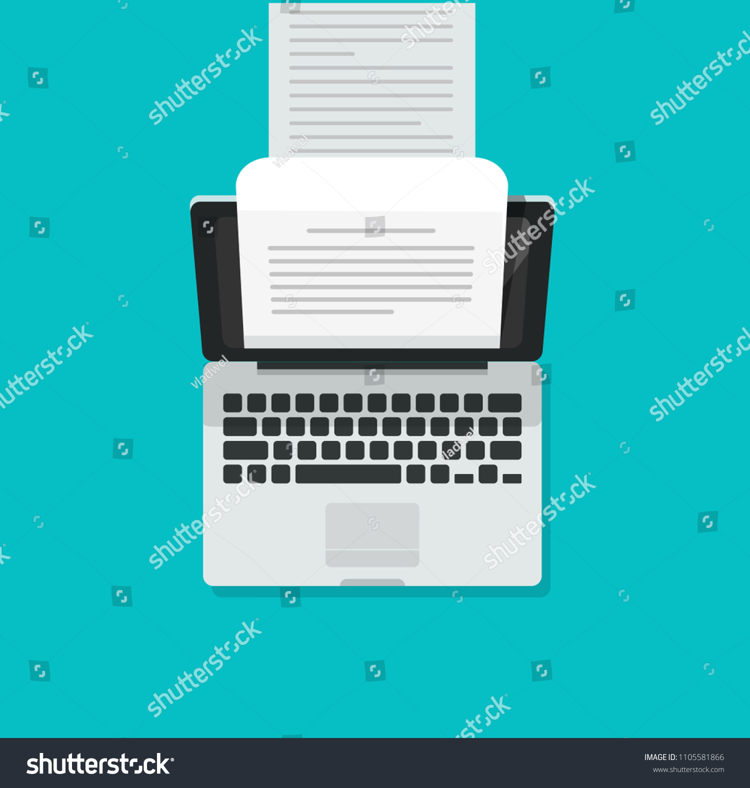 Computer Aka Typewriter Vector Flat Cartoon Stock Vector (Royalty Free ...