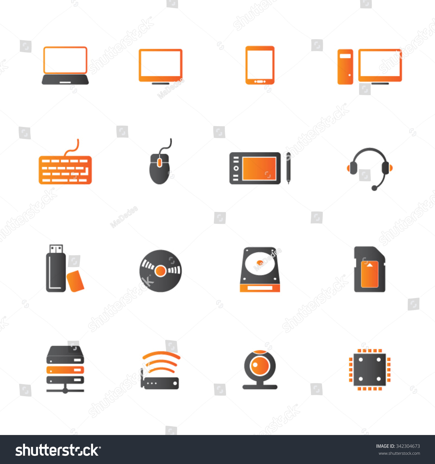 Computer Computer Parts Icon Set Stock Vector (Royalty Free) 342304673 ...