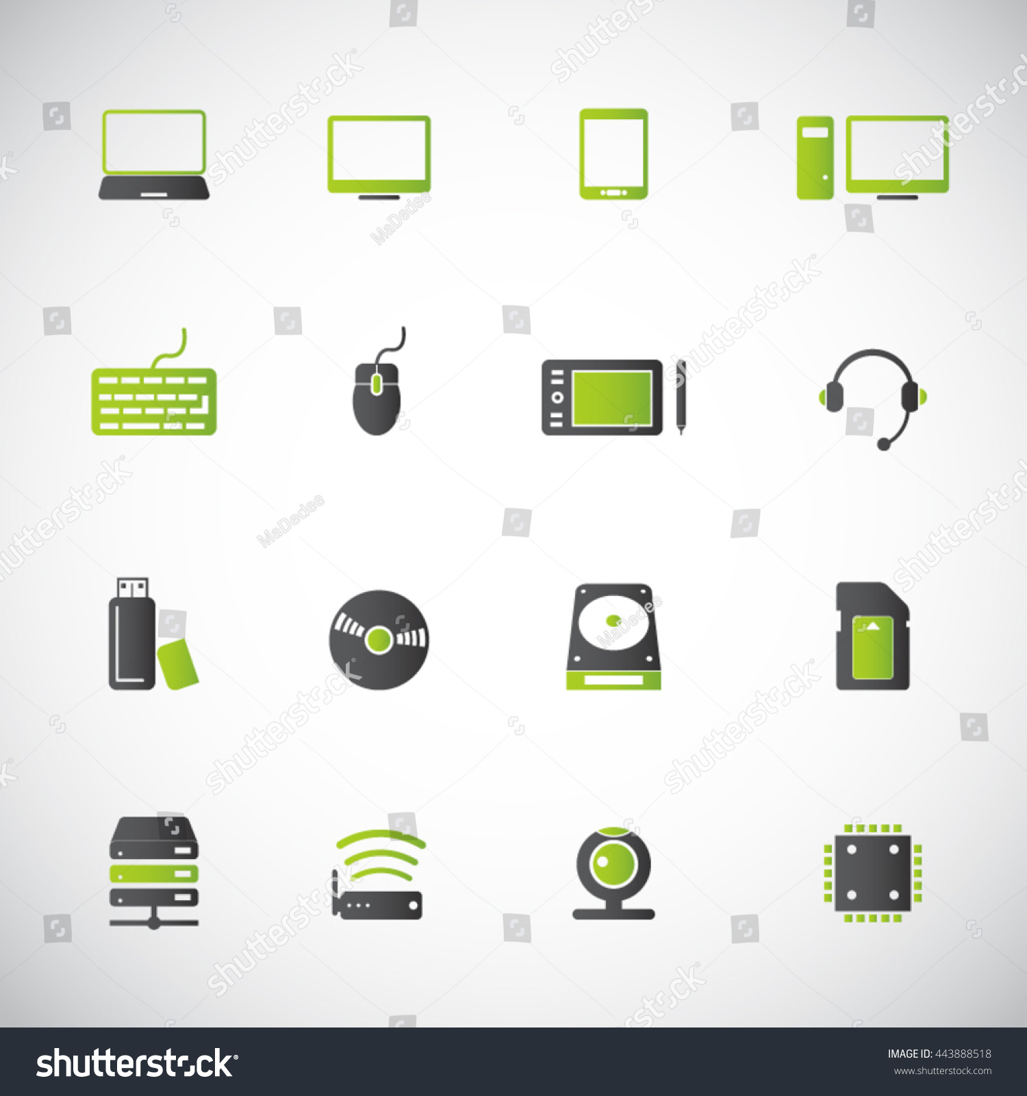 Computer Computer Parts Icon Set Stock Vector (Royalty Free) 443888518 ...