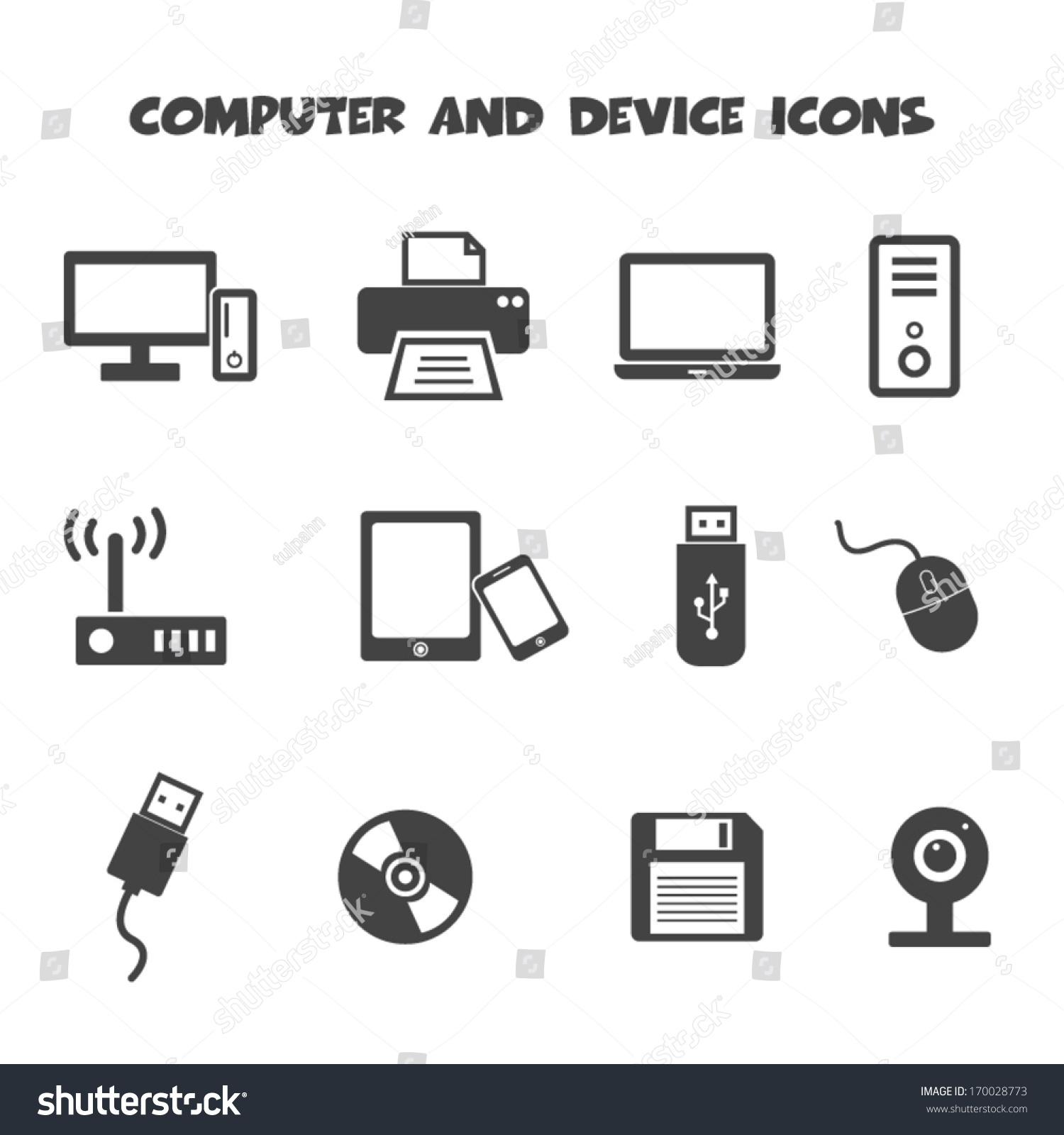 Computer Device Icons Mono Vector Symbols Stock Vector 170028773 ...