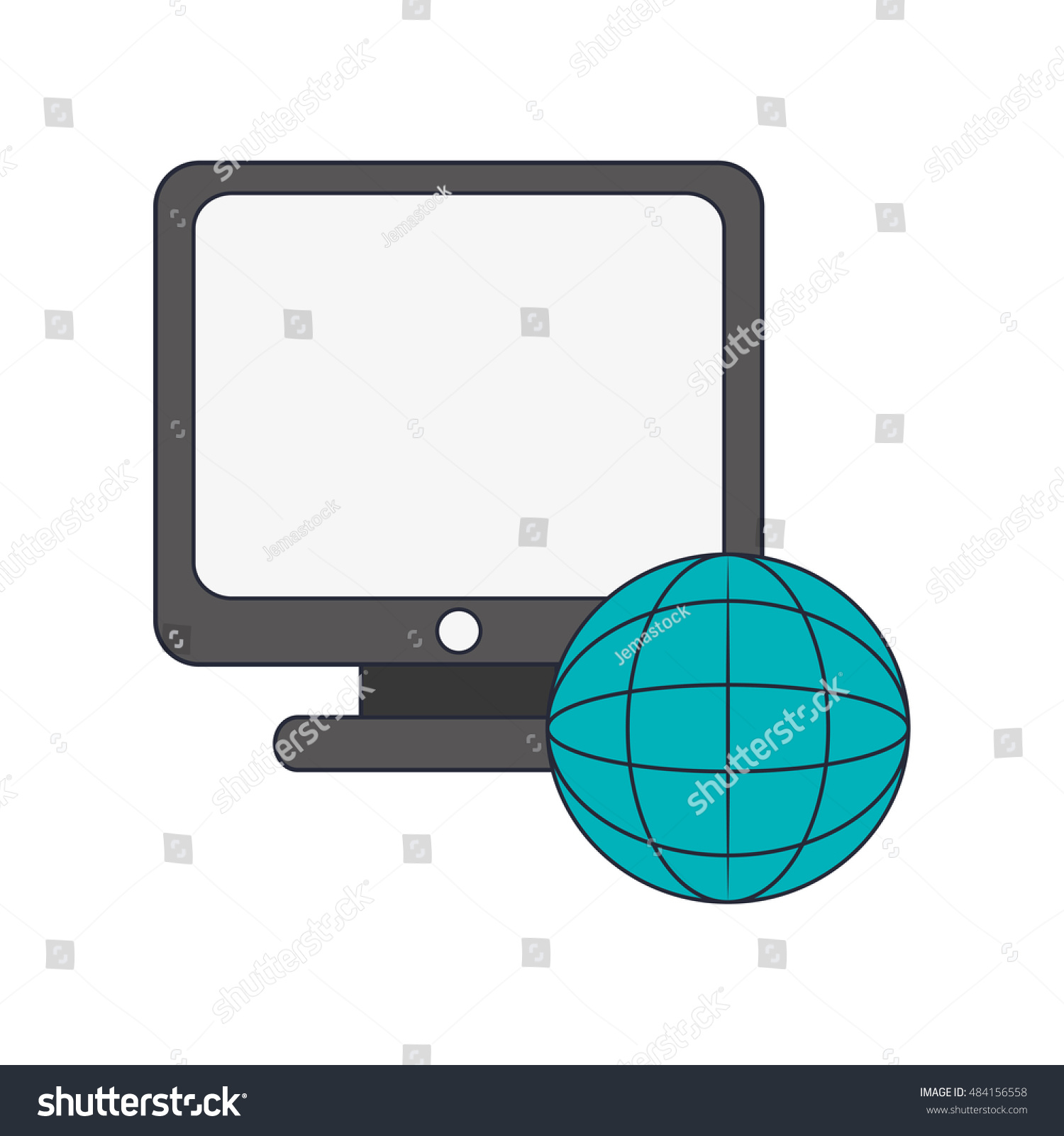 Computer Earth Globe Diagram Icon Stock Vector (Royalty Free) 484156558 ...