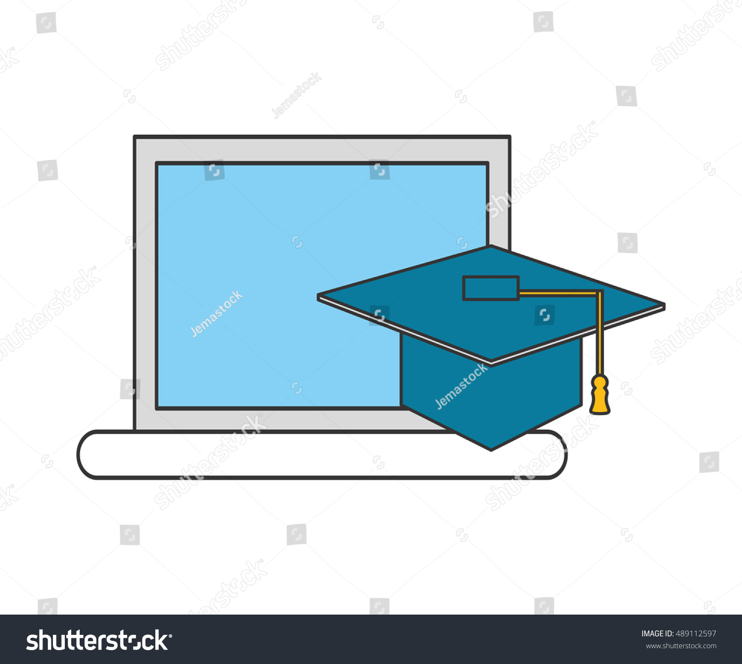 Computer Graduation Cap Icon Stock Vector (Royalty Free) 489112597 ...