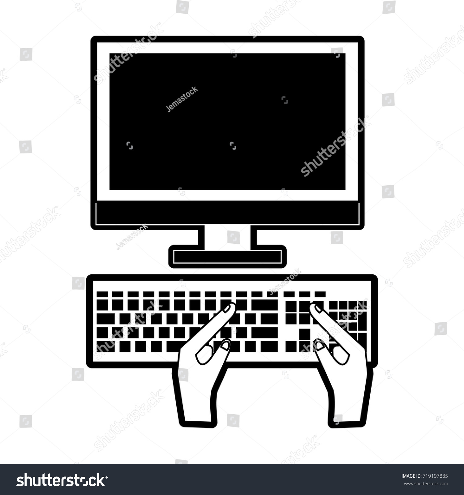 Computer Hands Typing On Keyboard Icon Stock Vector (Royalty Free ...