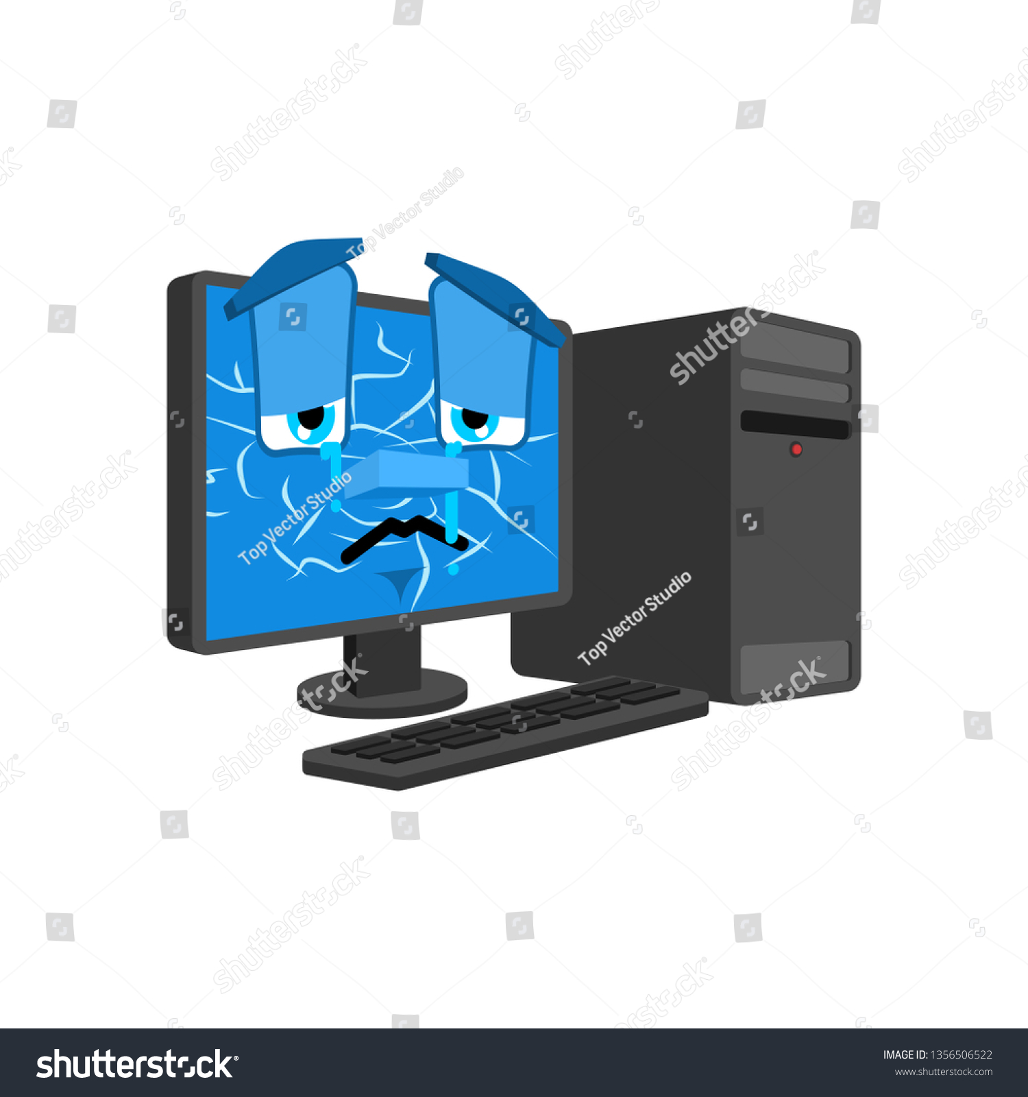 Computer Broken Pc Cracked Screen Isolated Stock Vector (Royalty Free ...