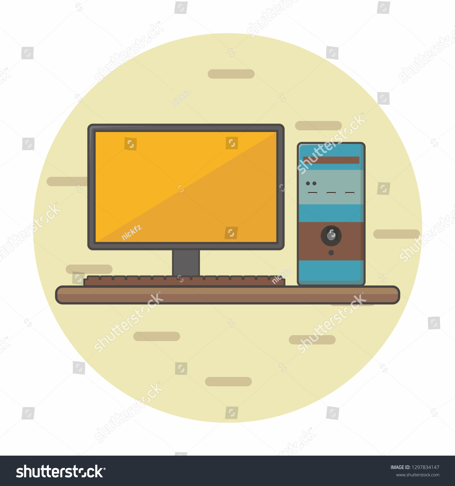 Computer Cartoon Illustration Stock Vector (Royalty Free) 1297834147