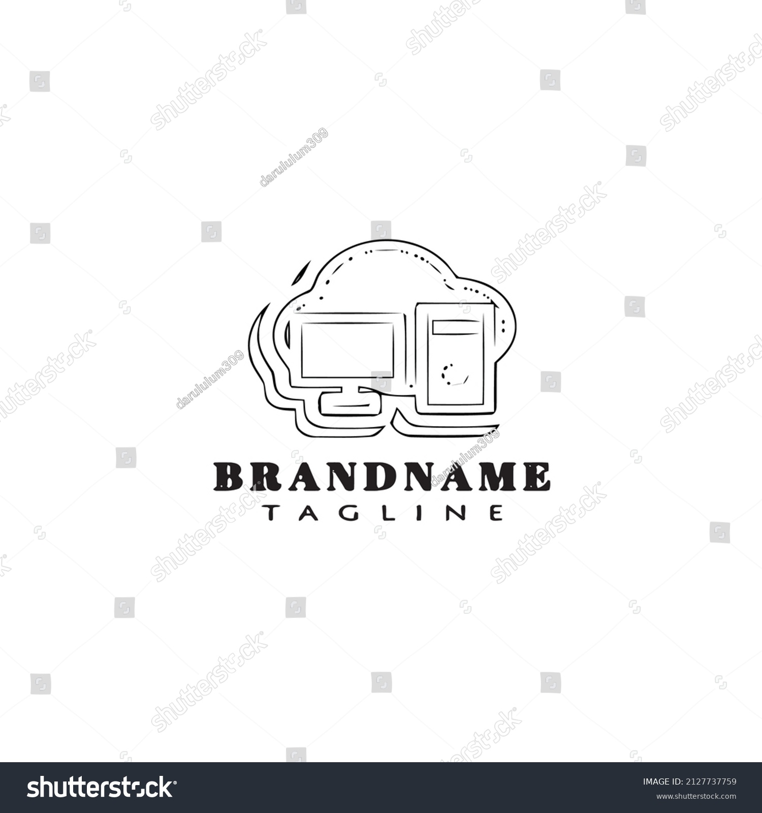 Computer Cartoon Logo Template Icon Design Stock Vector (Royalty Free ...