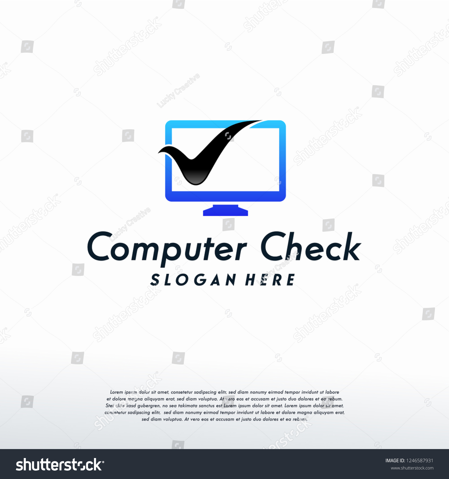 Computer Check Logo Template Safe Computer Stock Vector (Royalty Free ...