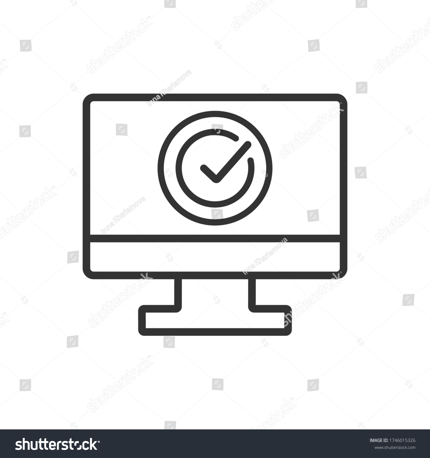 Computer Check Mark Outline Icon Stock Vector (Royalty Free) 1746015326 ...