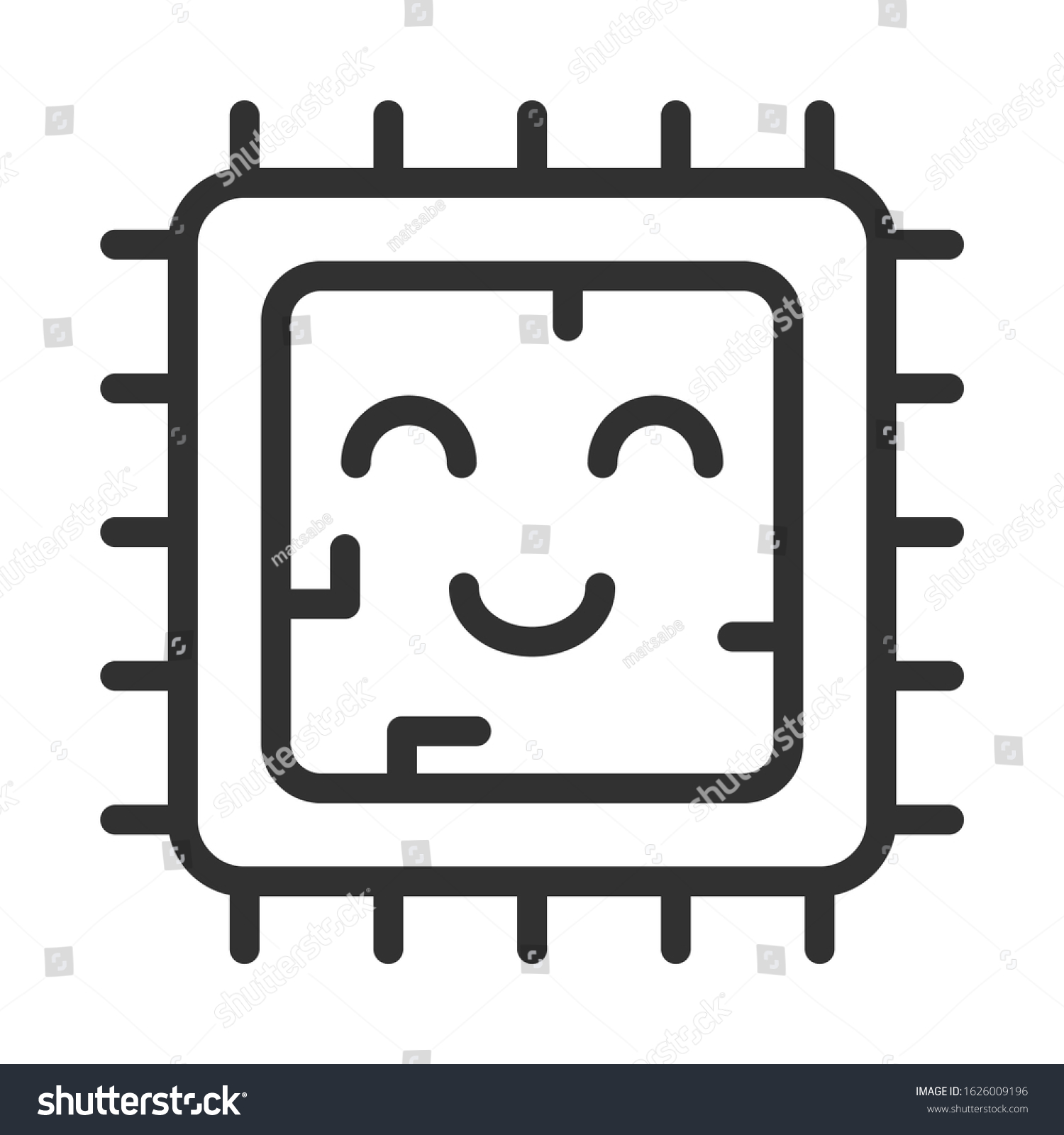 Computer Chip Happy Face Artificial Intelligence Stock Vector (Royalty ...